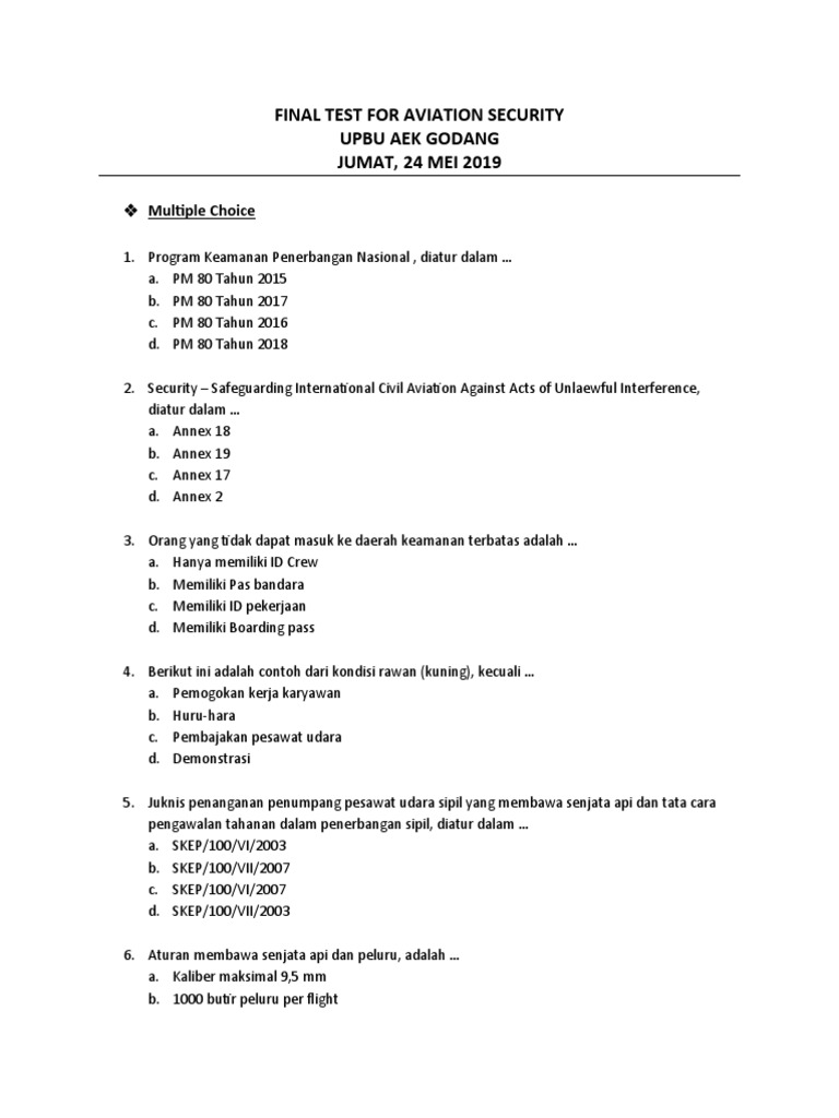 Tes Keamanan Penerbangan Aek Godang | PDF | Bisnis