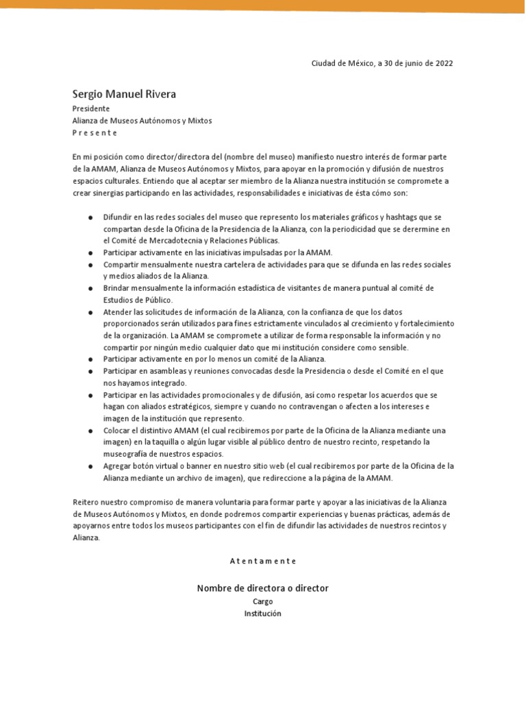 Carta Compromiso - Machote. | PDF