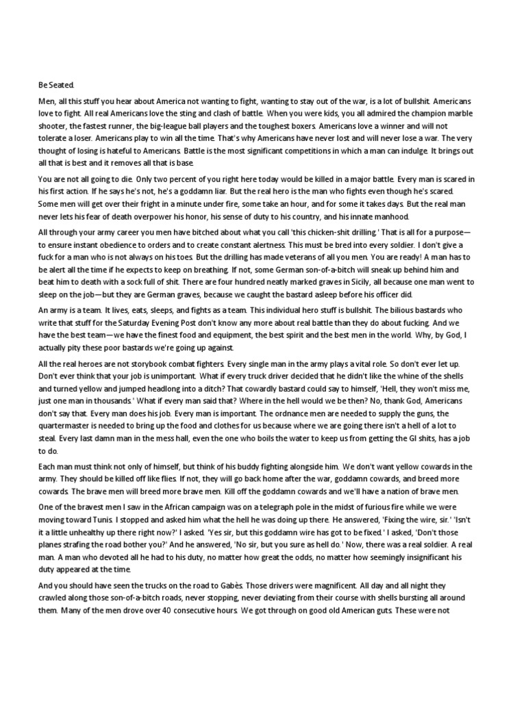 George Patton's Speech | PDF | Military