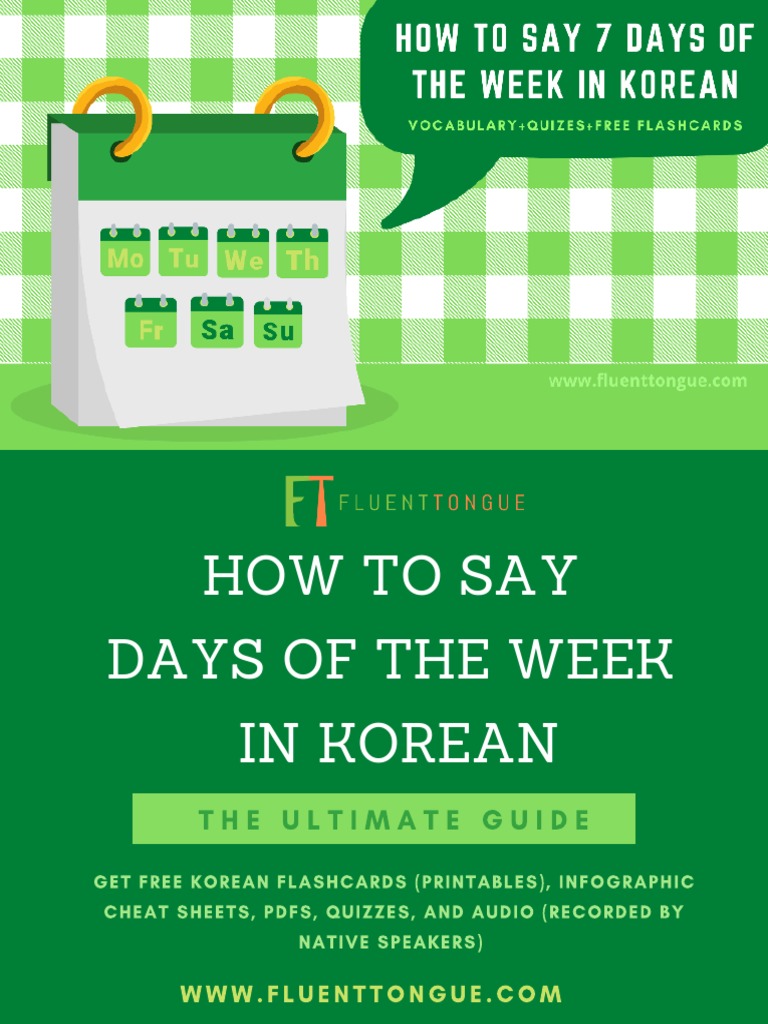 Korean Days of the Week Explained | PDF | Korean Language | Workweek ...