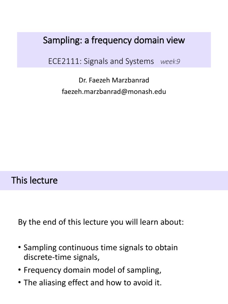 Lecture 9 1 Annotated Pdf Sampling Signal Processing Discrete Time And Continuous Time 