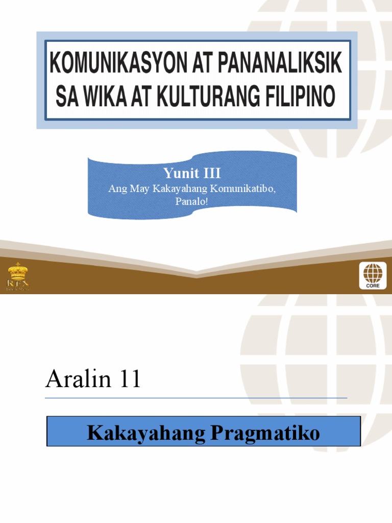 Aralin 11 Kakayahang Pragmatiko | PDF