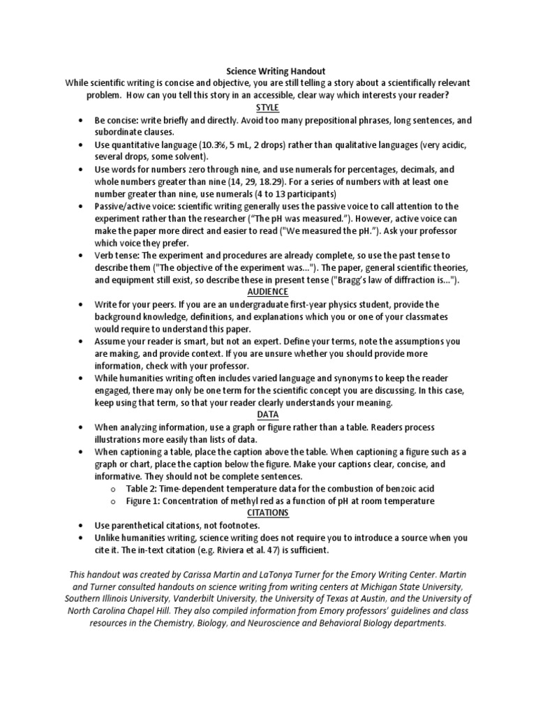 Stem Writing Handout | PDF | Experiment | Data