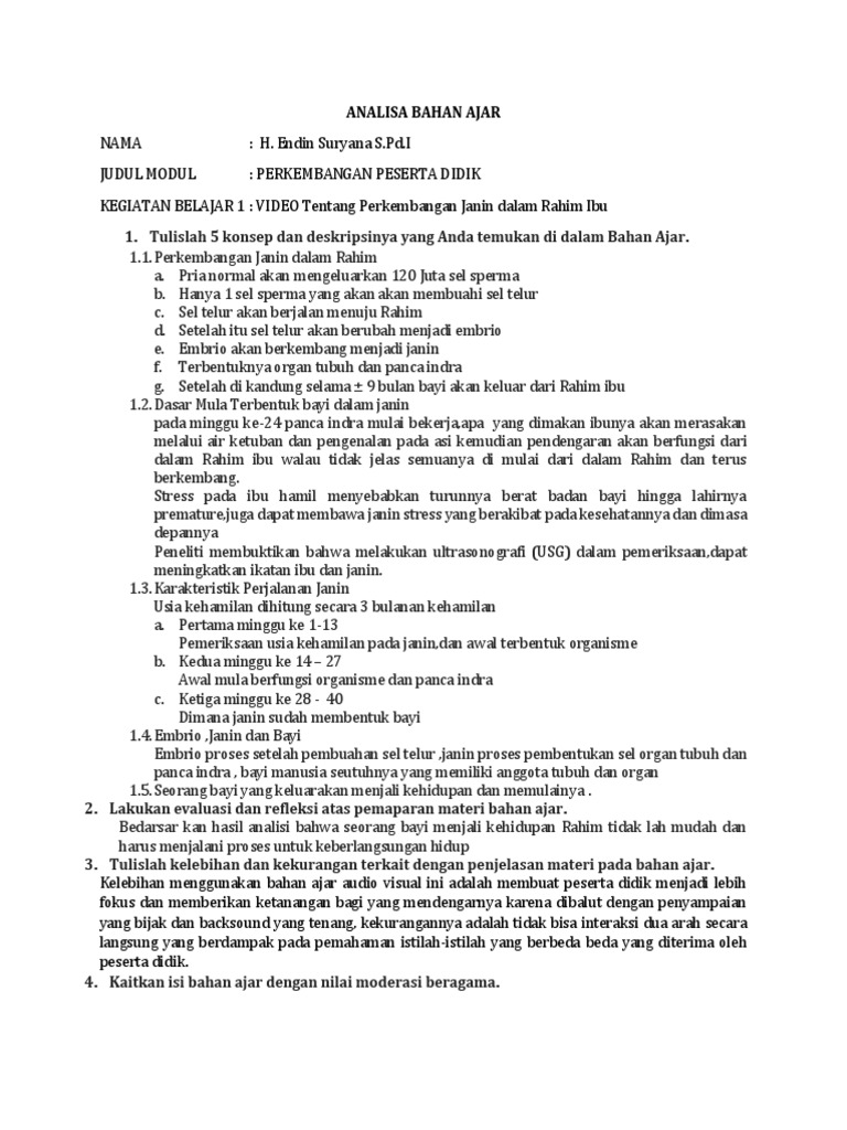 Analisa Bahan Ajar KB 1 | PDF