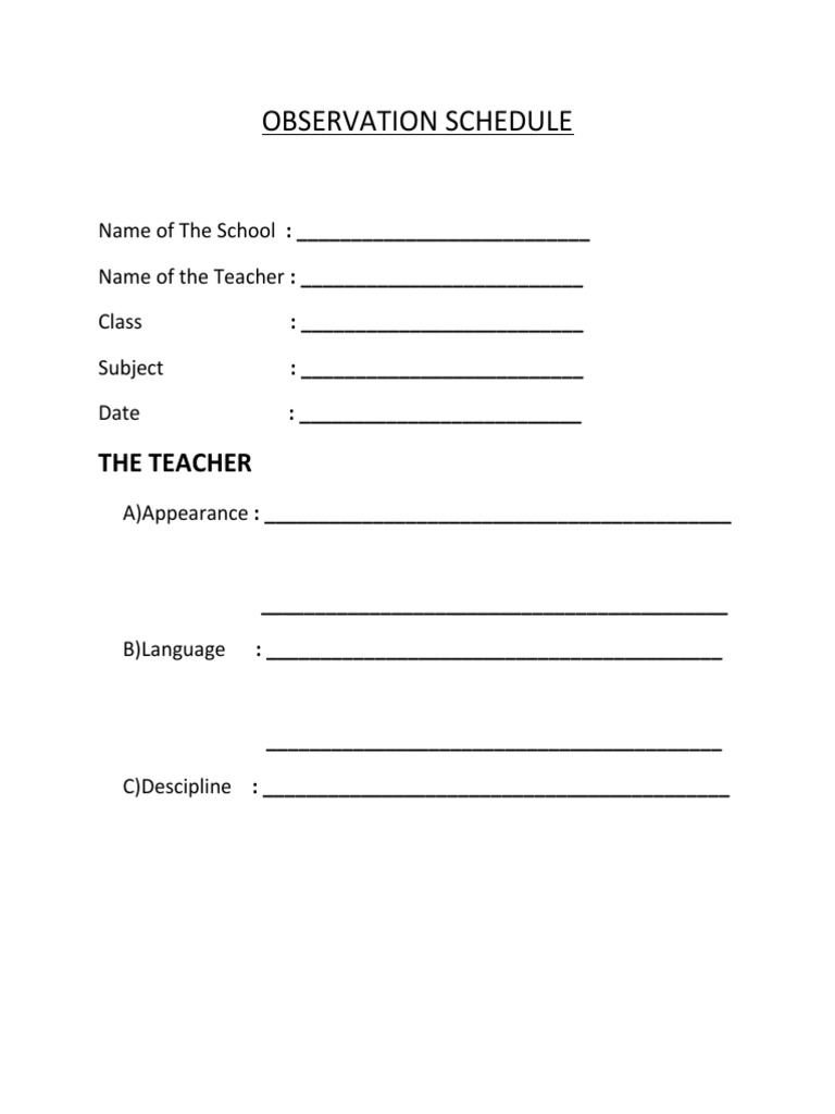 Observation Schedule | PDF | Business