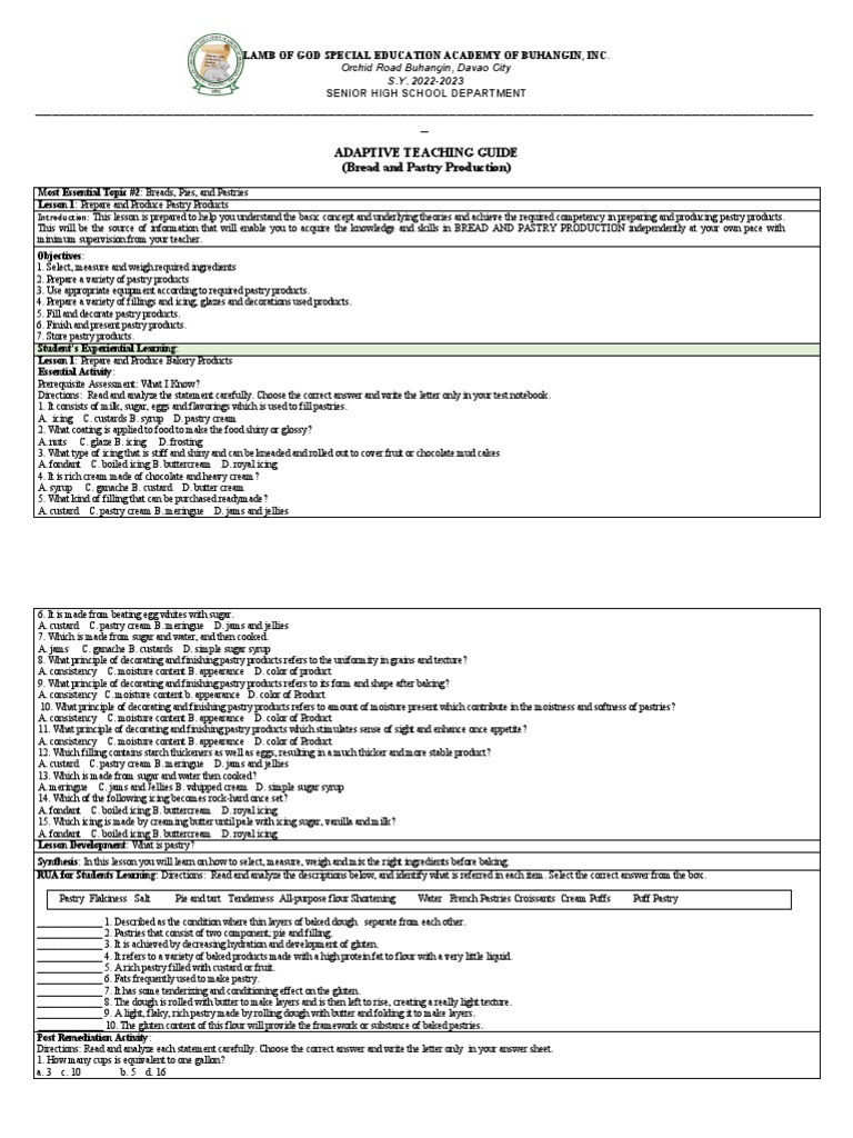 ATG Module 2 | PDF | Custard | Icing (Food)