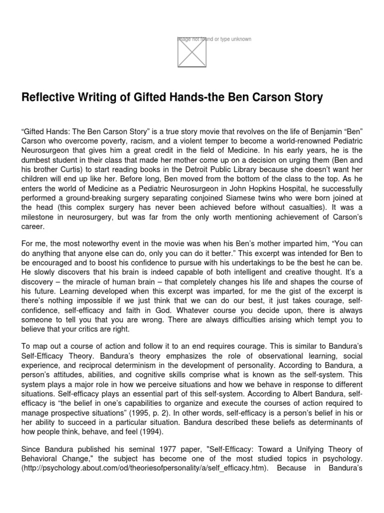 Reflective Writing of Gifted Hands-The Ben Carson Story | PDF | Self ...