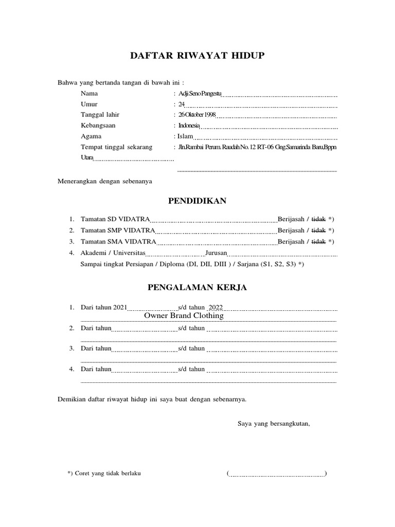 Daftar Riwayat Hidup dan Analisis K3 | PDF