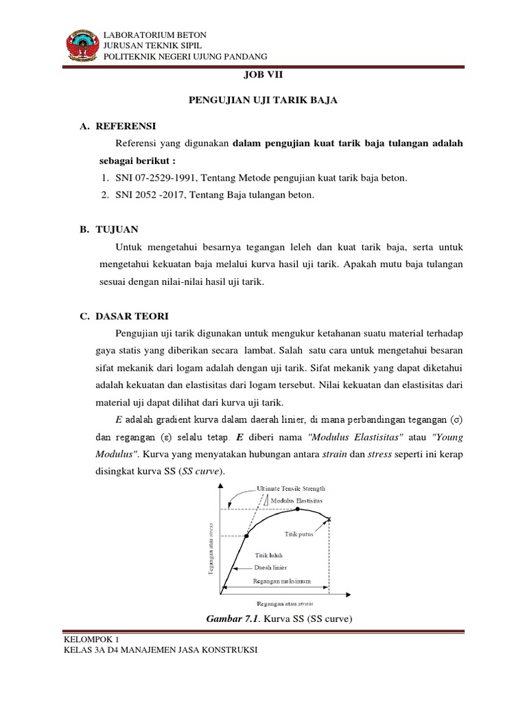 Uji Tarik Beton - Kelompok 1 | PDF