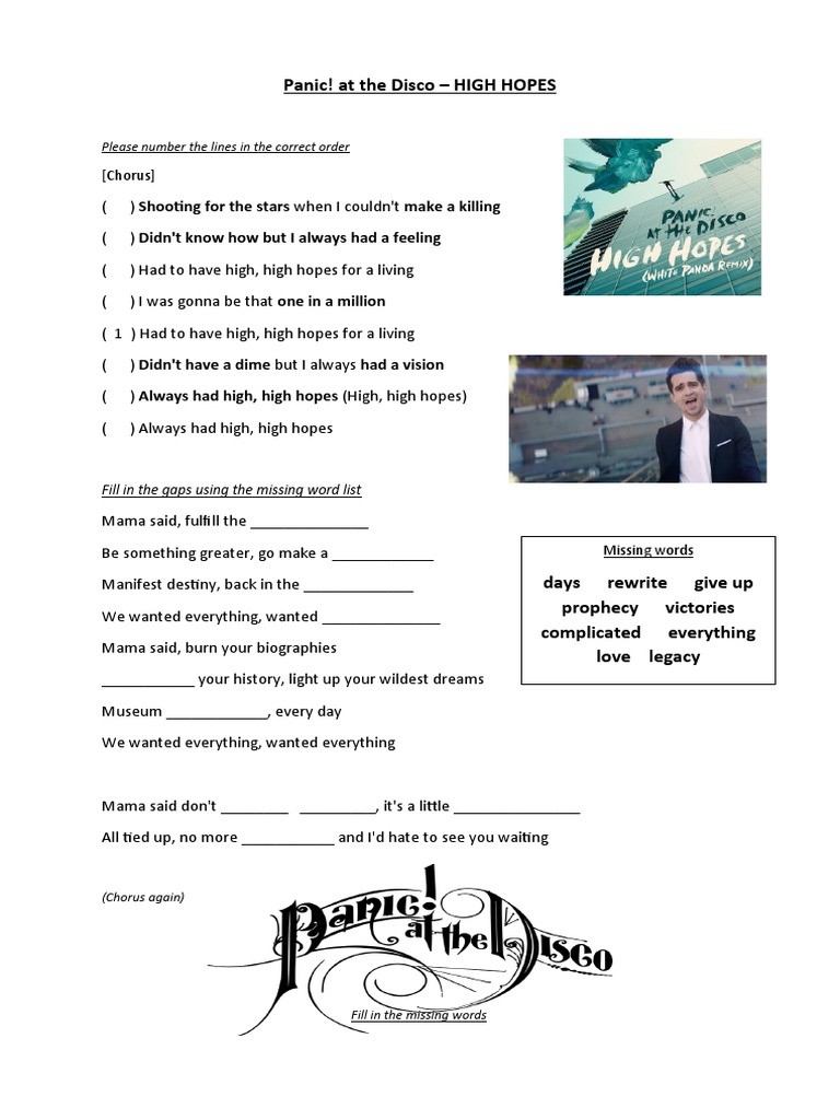 High Hopes Panic at The Disco | Download Free PDF | Recorded Music ...