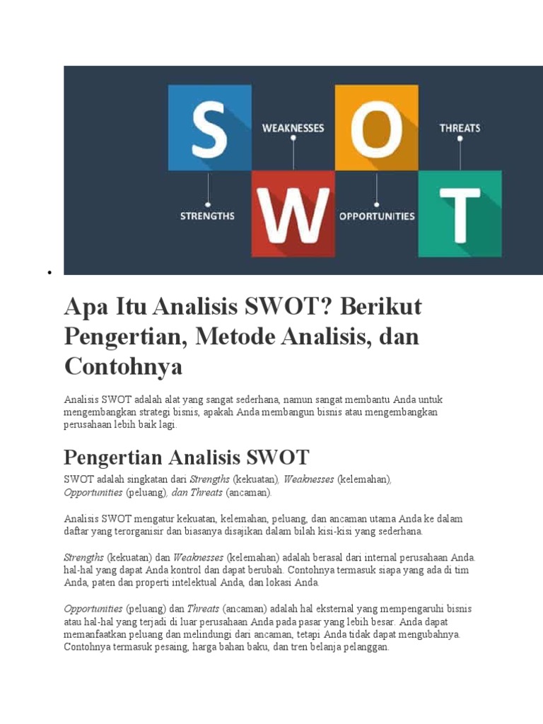 Apa Itu Analisis SWOT | PDF