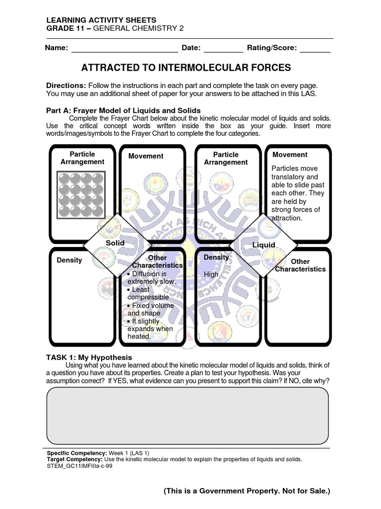 Grade 11 Chemistry: Intermolecular Forces | PDF | Intermolecular Force ...