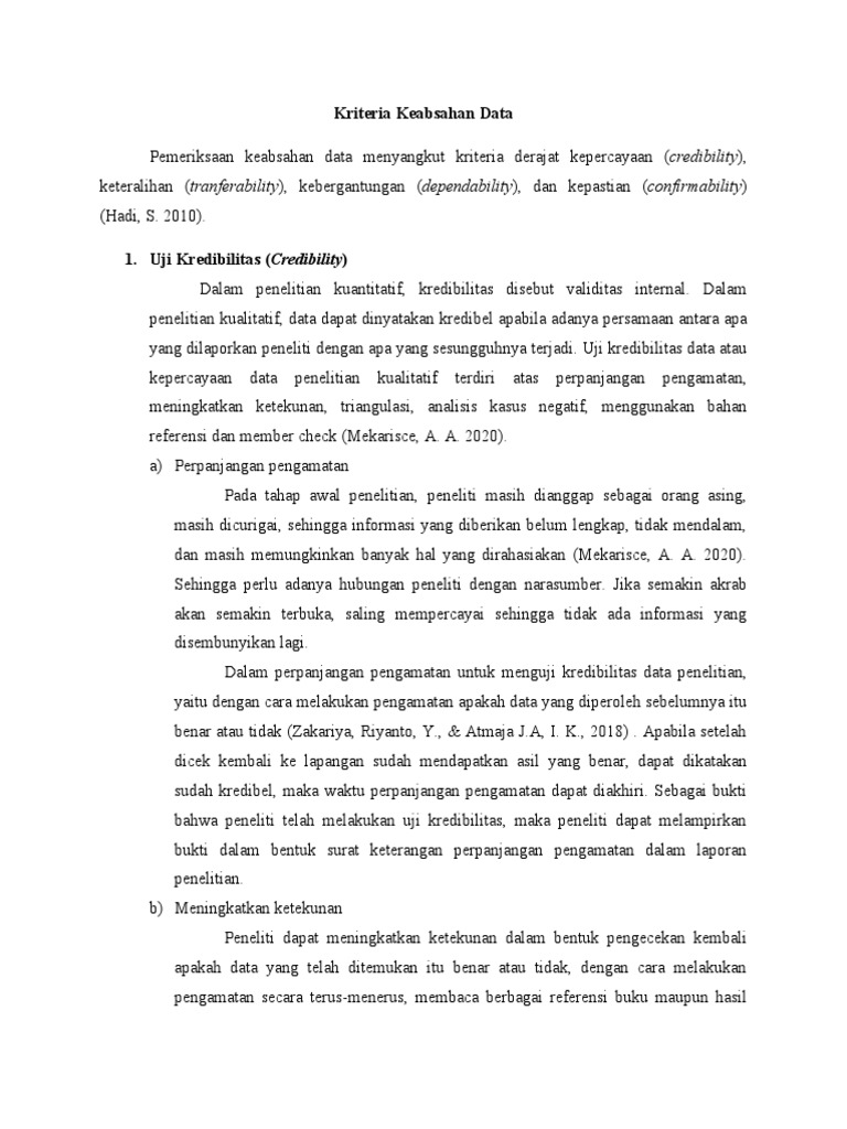 Kriteria Keabsahan Data | PDF