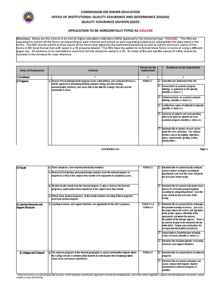 Horizontal Typology Forms For Private HEIs COLLEGE | PDF | Academic ...