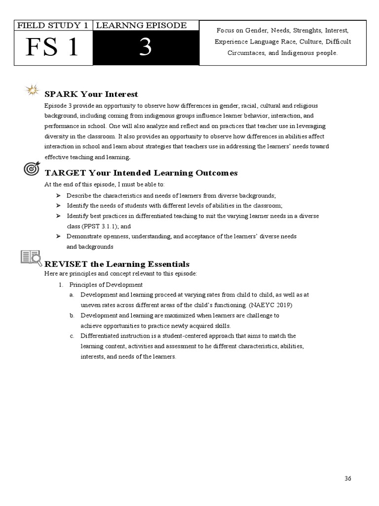Module3 FS 1 | PDF | Differentiated Instruction | Teaching Method