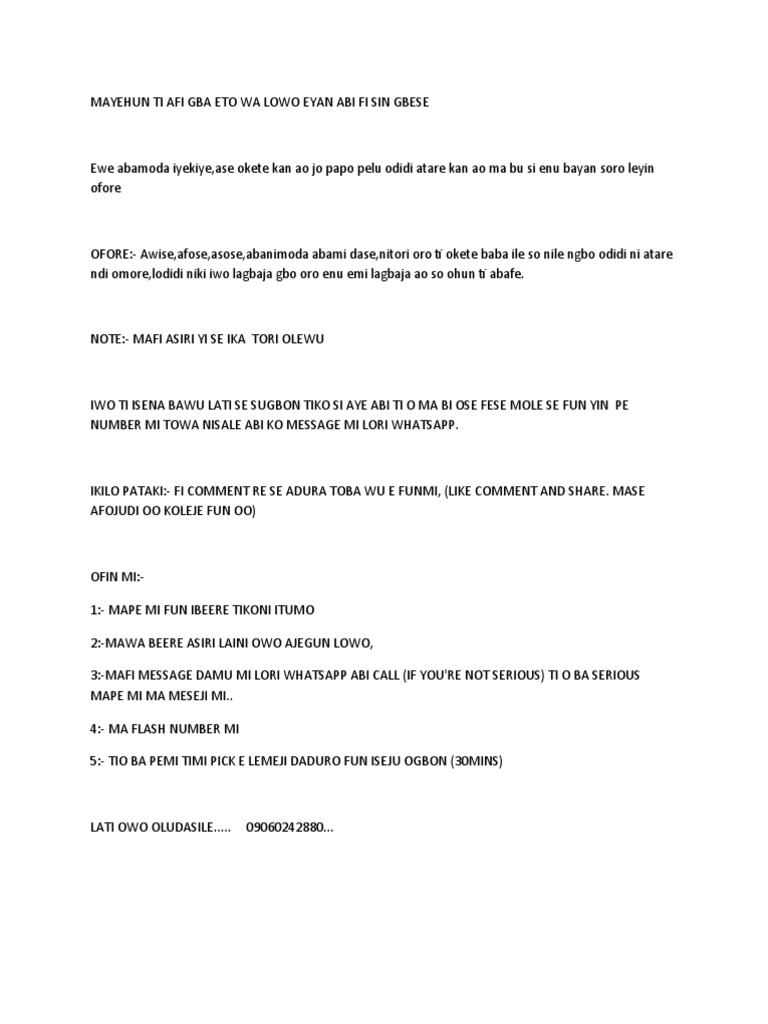 Mayehun Ti Afi | PDF