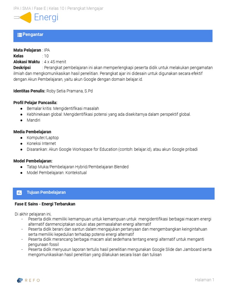 IPA 10 Energi Terbarukan | PDF