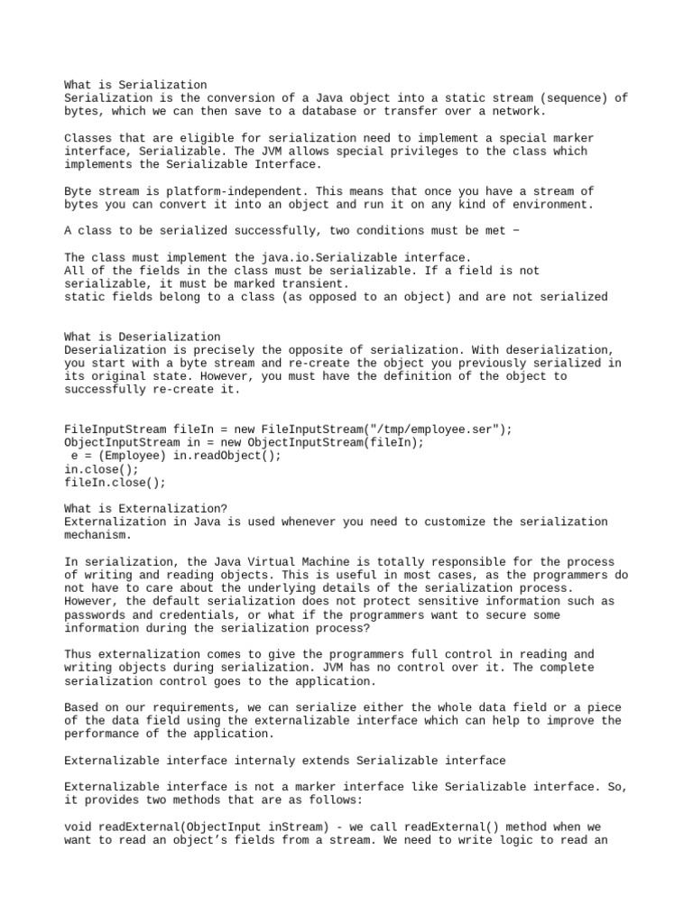 Serialization Notes Code Decode Pdf Anonymous Function Method