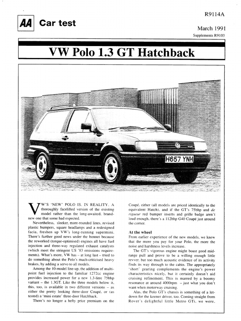 VW Polo 1.3 GT Hatchback R9114a | PDF