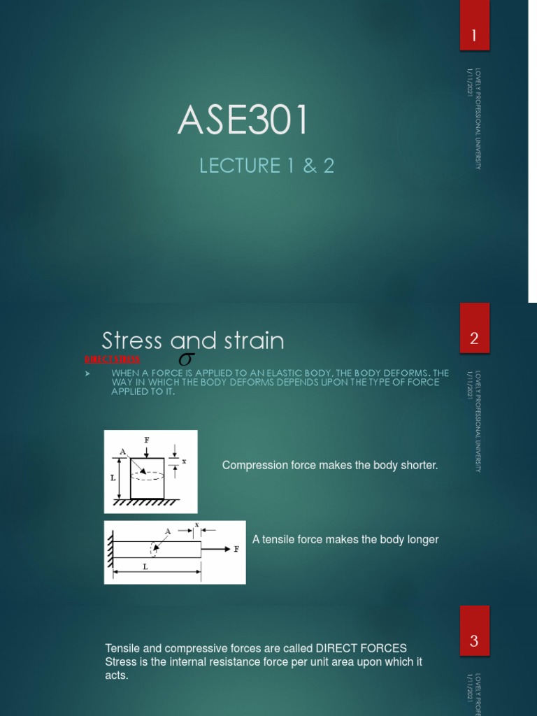 ASE301 Part1 | PDF | Elasticity (Physics) | Young's Modulus
