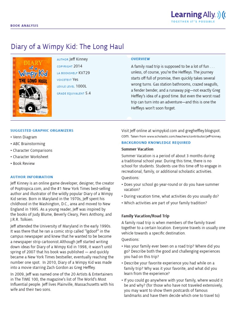 Diary of A Wimpy Kid The Long Haul - Learning Ally | PDF