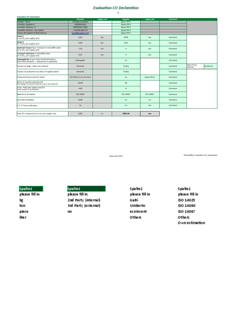 CO2 Declaration Summary - Template - 1.2 | PDF | Scrap | Steel