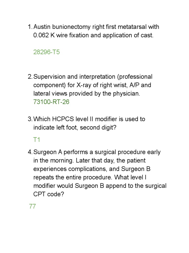 Hcpcs Cpt Quiz Pdf Surgery Pathology