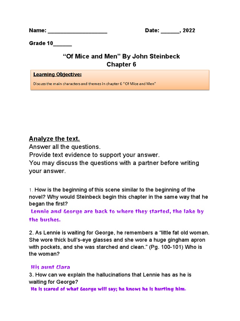 Of Mice and Men - Chapter 6 | PDF | General Fiction