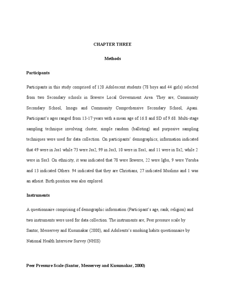 Peer Pressure Scale Pdf Spss Statistics