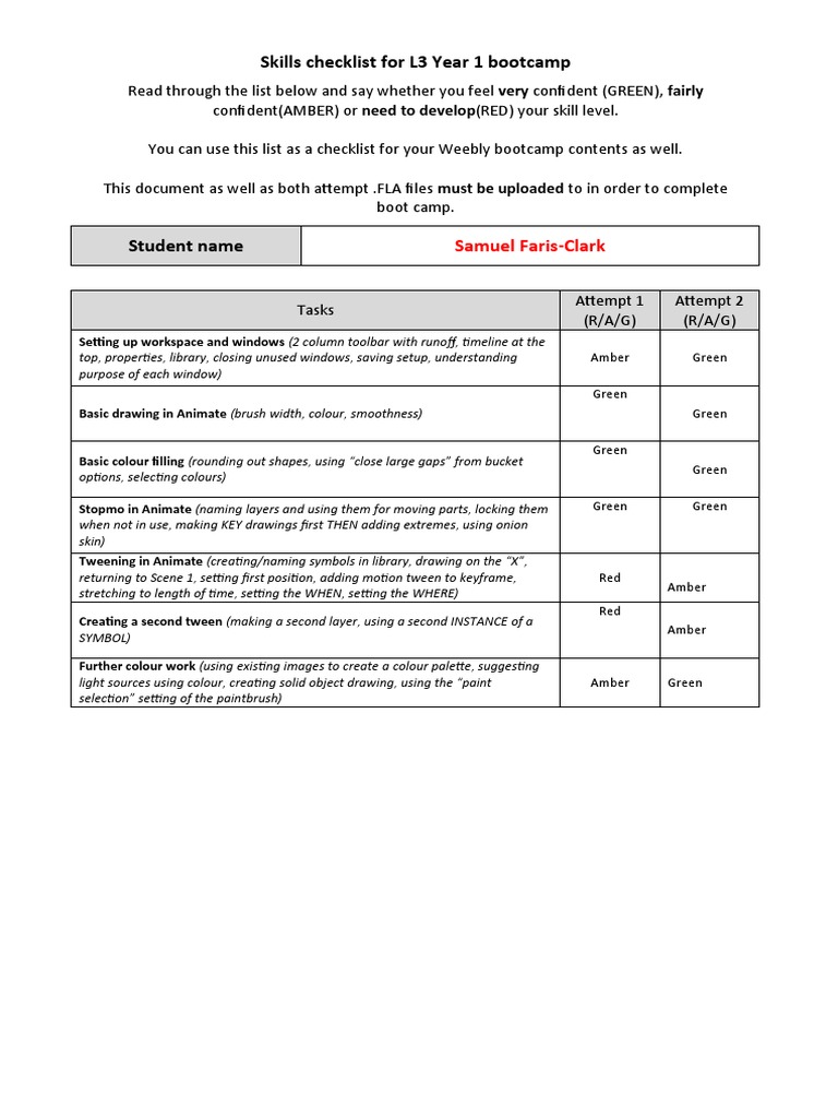 l3 Yr1 Bootcamp Skills Tracker 2223 | PDF | Software | Computing