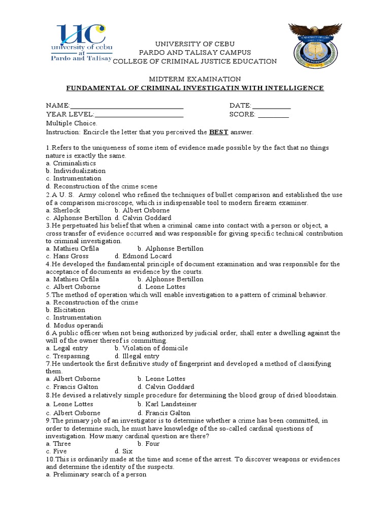 Cdi For Student Pdf Evidence Law Crime Scene
