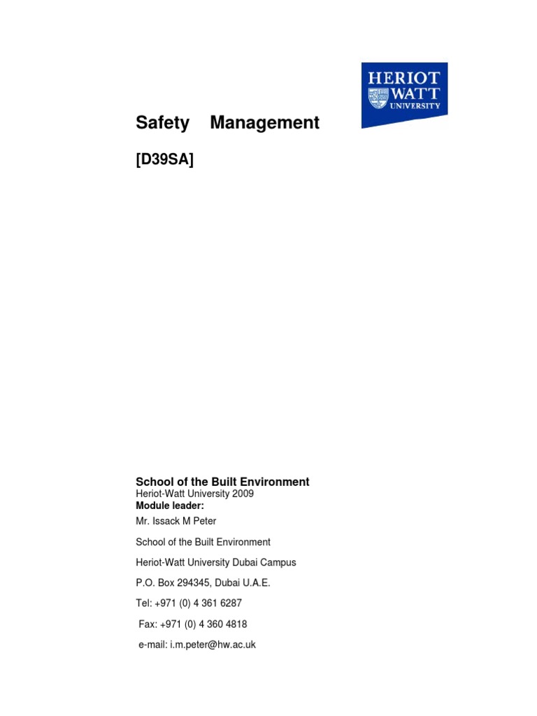Safety Management Introduction - 2009 | PDF | Test (Assessment ...
