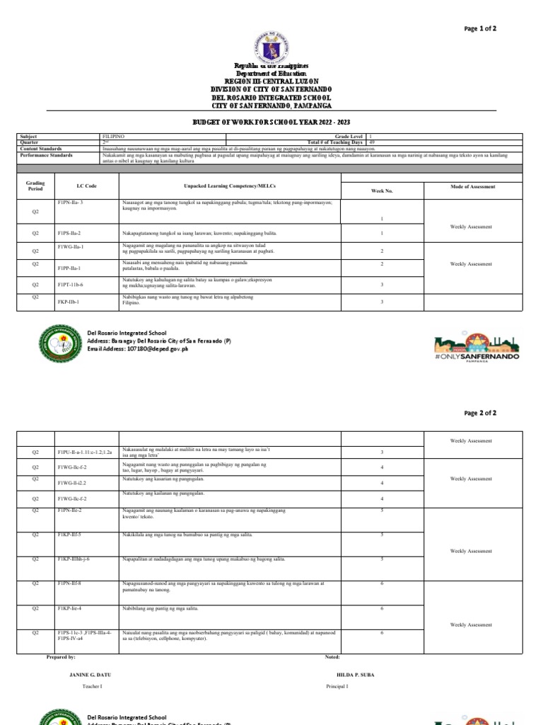 Q2 Filipino-Bow 2022-2023 | PDF