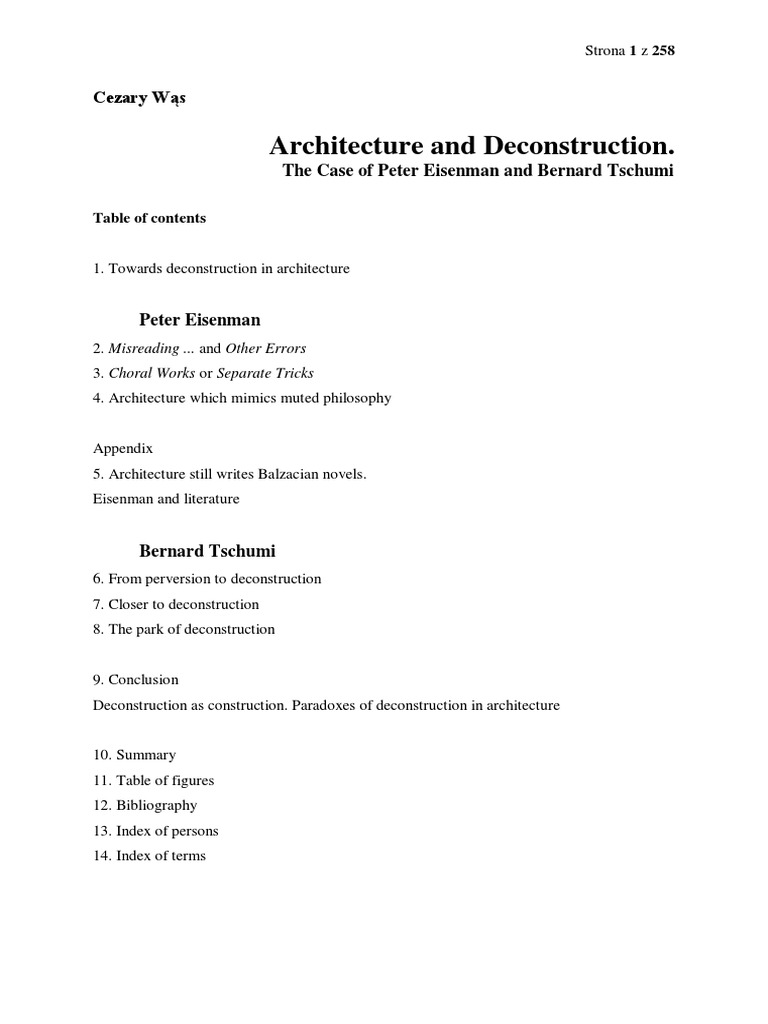 The Case of Peter Eisenman and Bernard Tschumi | PDF | Deconstruction | Jacques Derrida