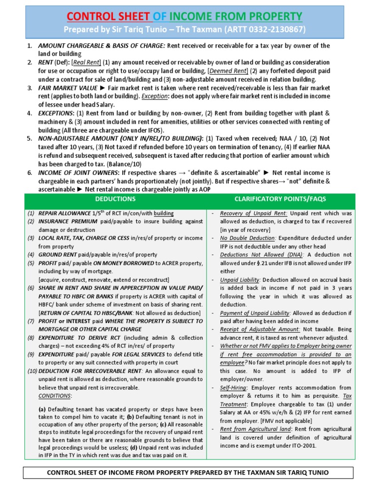 2 Control Sheet - IFP | PDF | Tax Deduction | Taxes