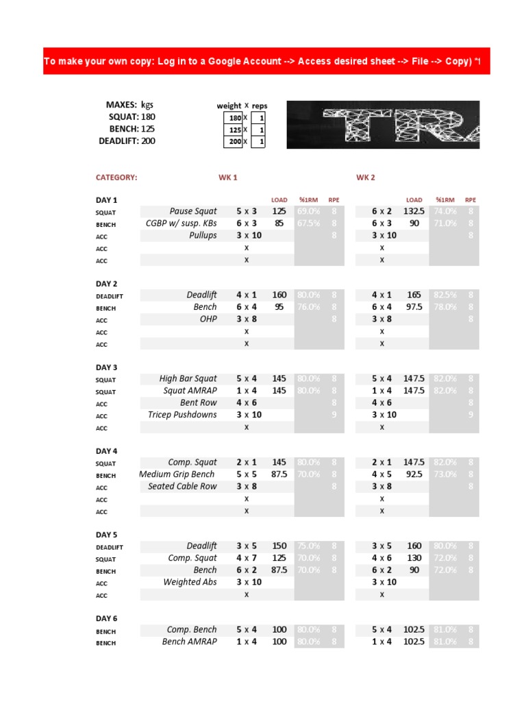 4-Week Powerlifting Program Plan | PDF | Strength Training | Human Body ...