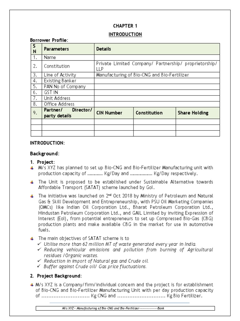 Model CBG Project Report - For Circulation | PDF | Debt | Biogas
