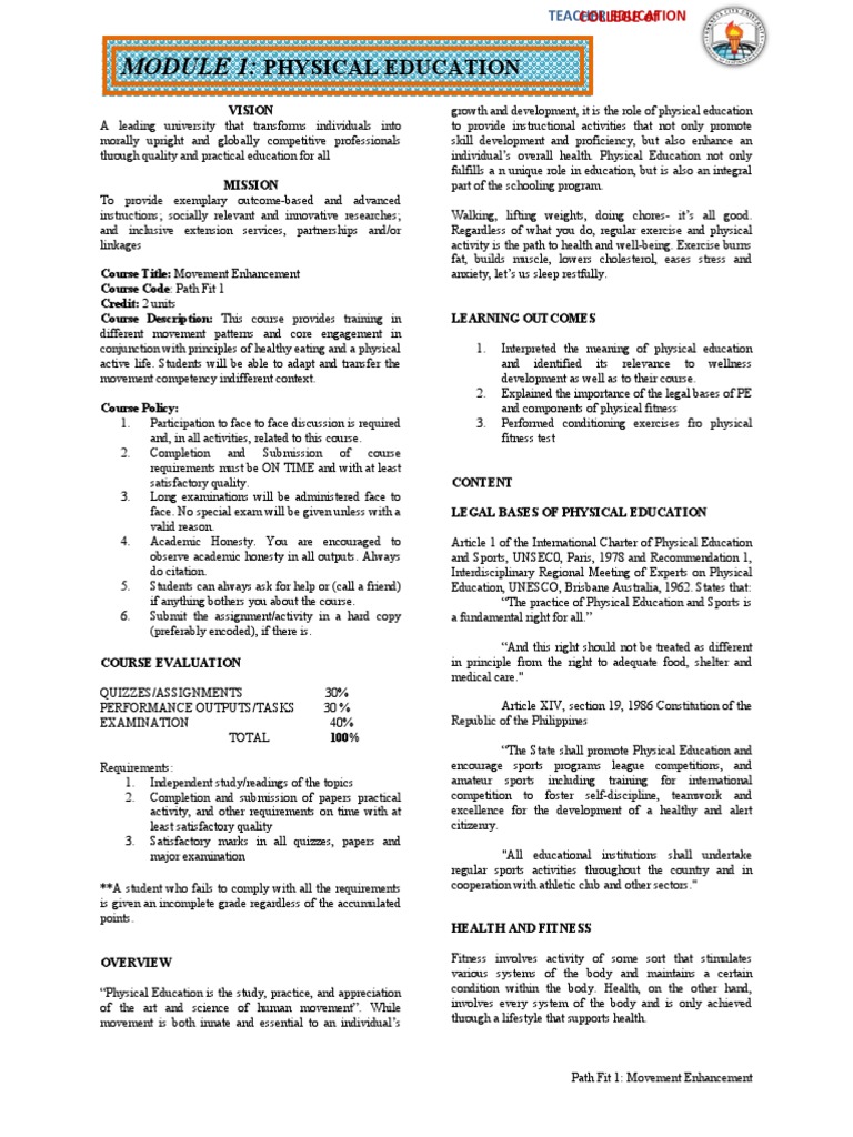 Path-Fit 1-Module-1-3 | Download Free PDF | Physical Fitness | Body ...