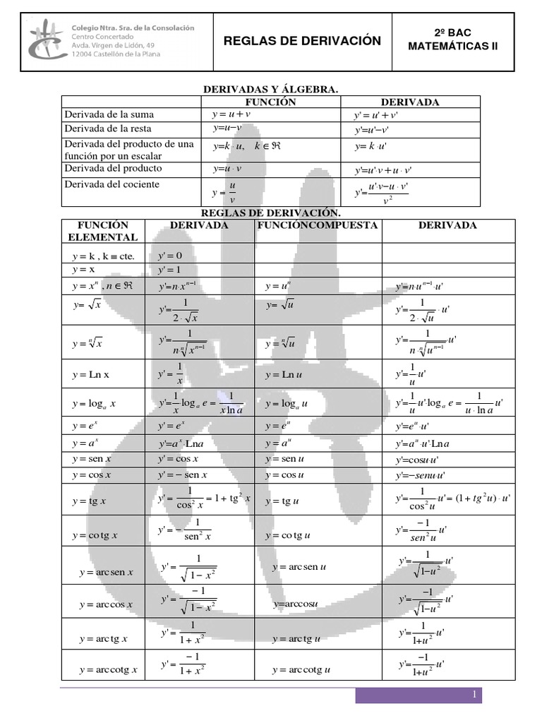 Reglas y métodos para derivar funciones compuestas y potenciales-exponenciales en Matemáticas II ...