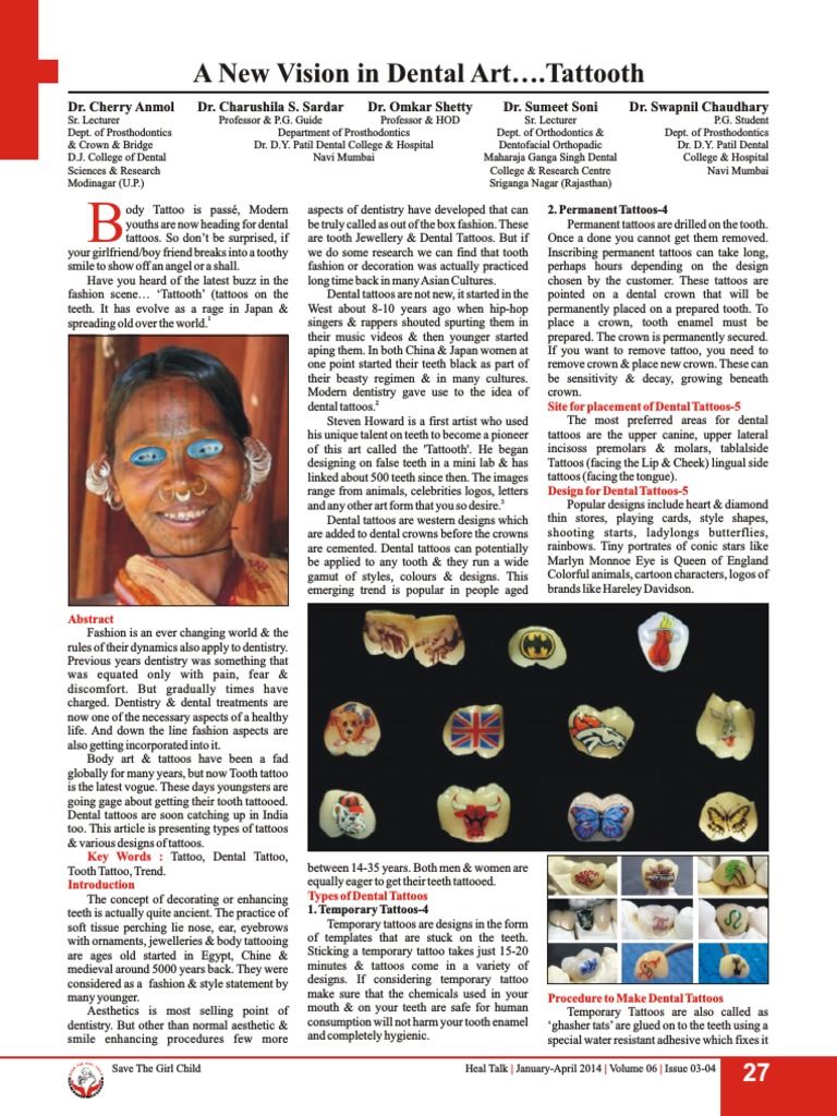 A New Vision in Dental Art .Tattooth | PDF | Dentistry | Tooth