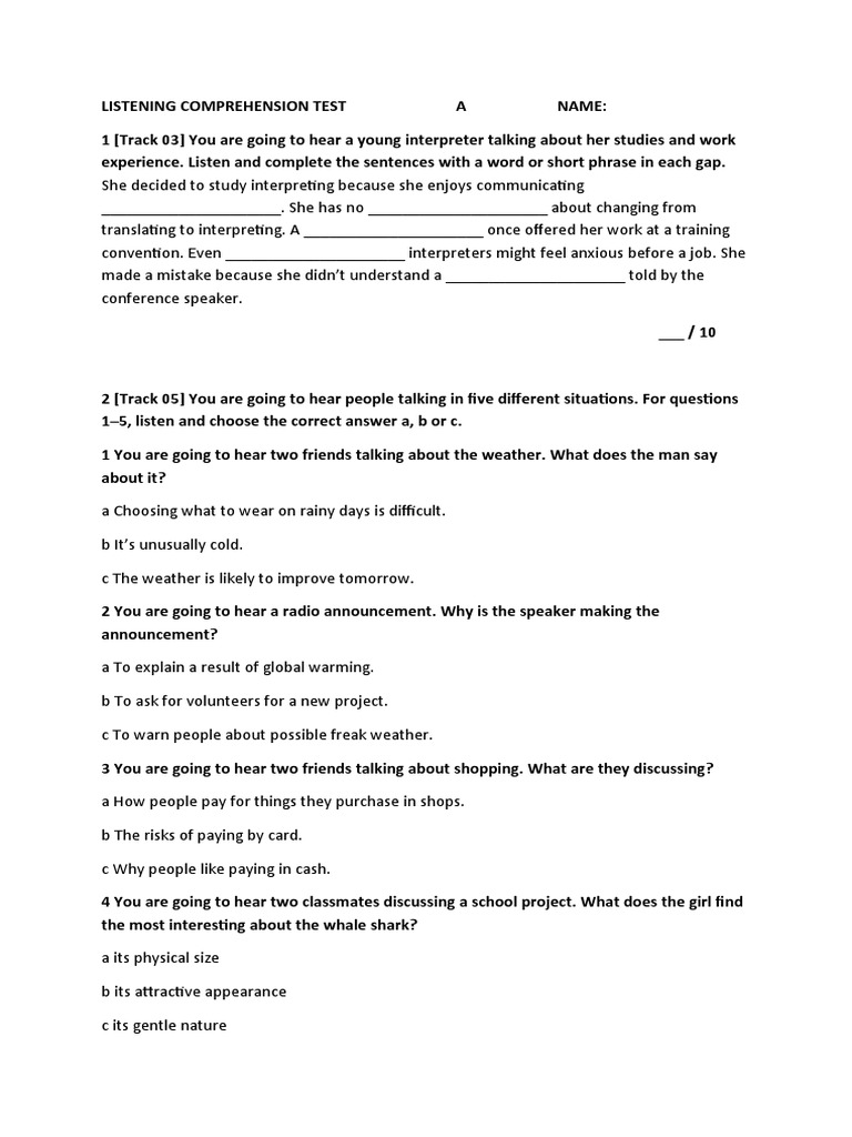 Listening Comprehension Test | PDF | Foreign Language Studies