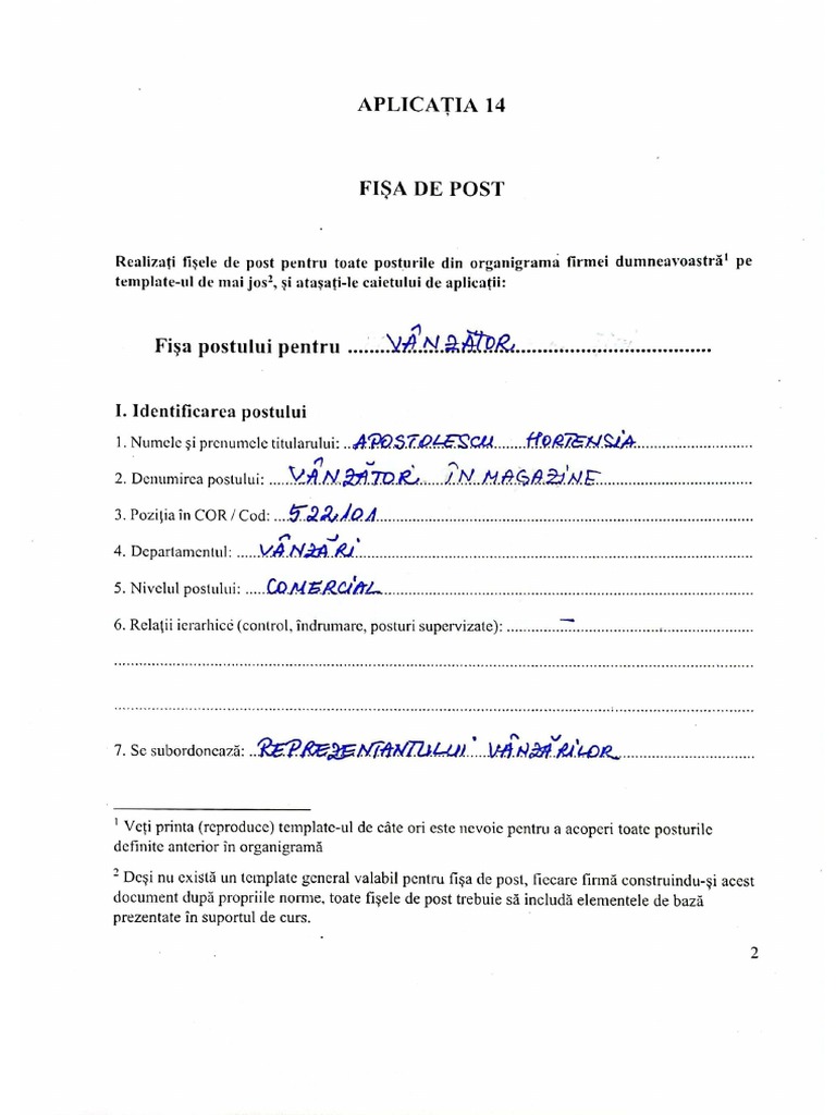 Fisa Postului | PDF