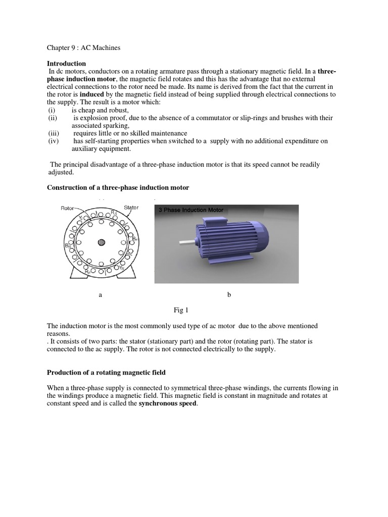 Chapter 9 AC Machines | PDF | Electric Motor | Electromagnetic Induction