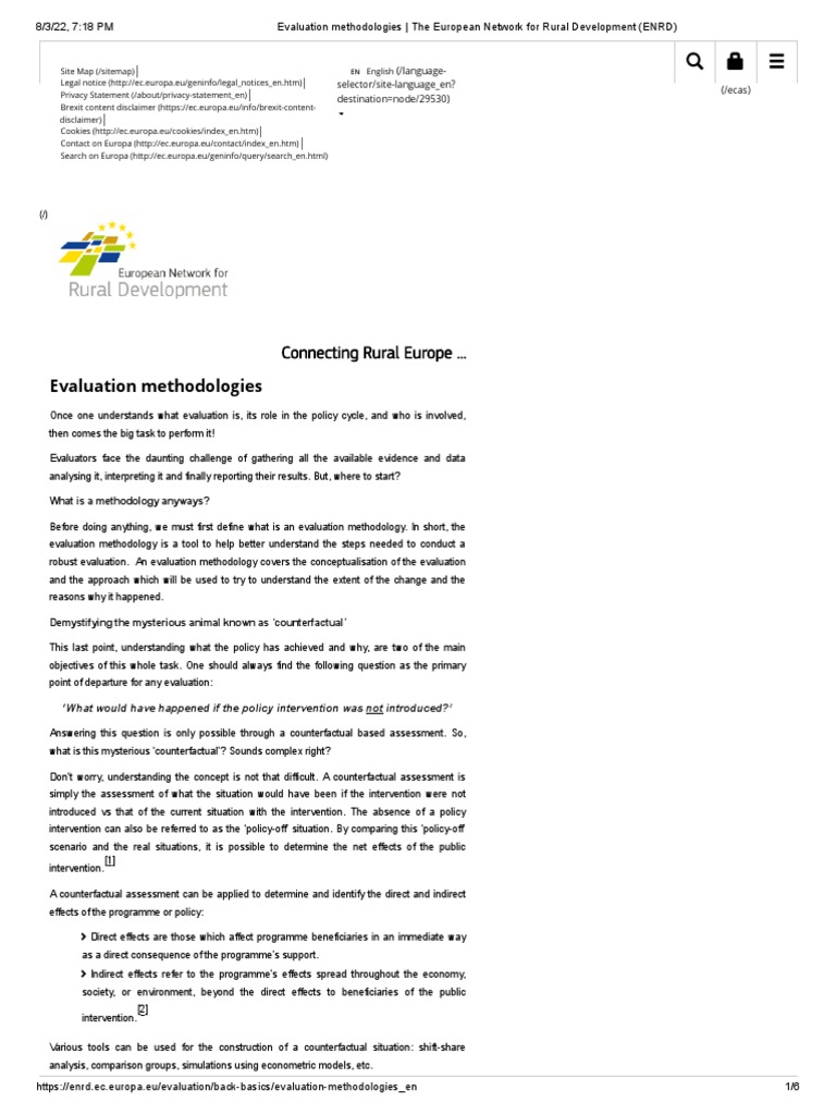 Evaluation Methodologies - The European Network For Rural Development ... Evaluation Methodologies - The European Network For Rural Development ...