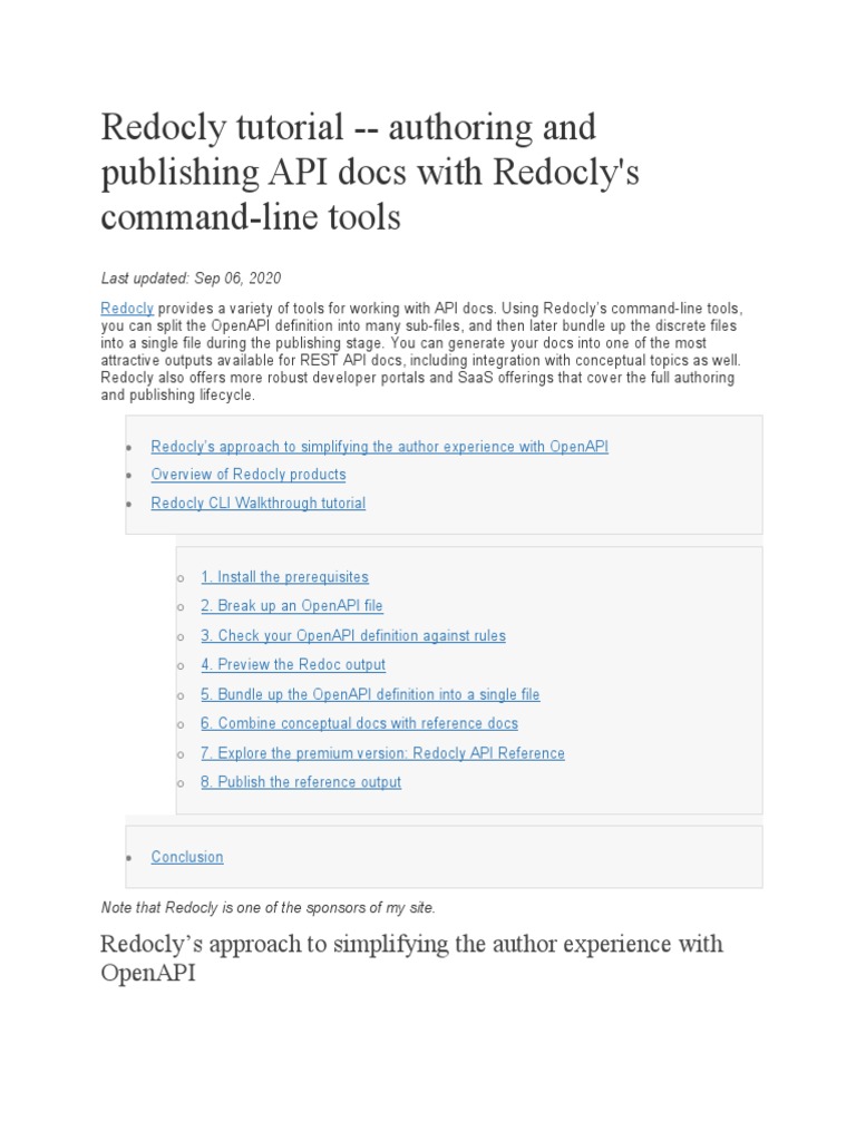 Redocly Tutorial - Publishing | PDF | Command Line Interface | Computer ...