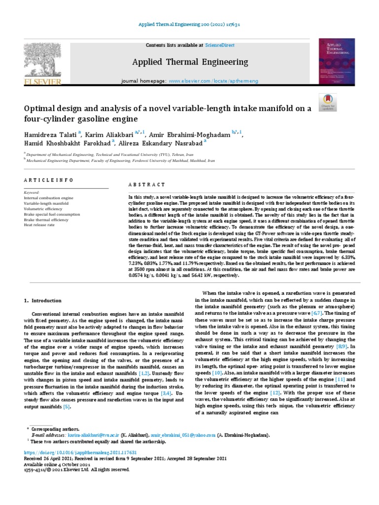 Variable Intake Length - Compressed | PDF