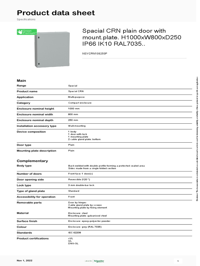 Spacial CRN - NSYCRN108250P | PDF | Door