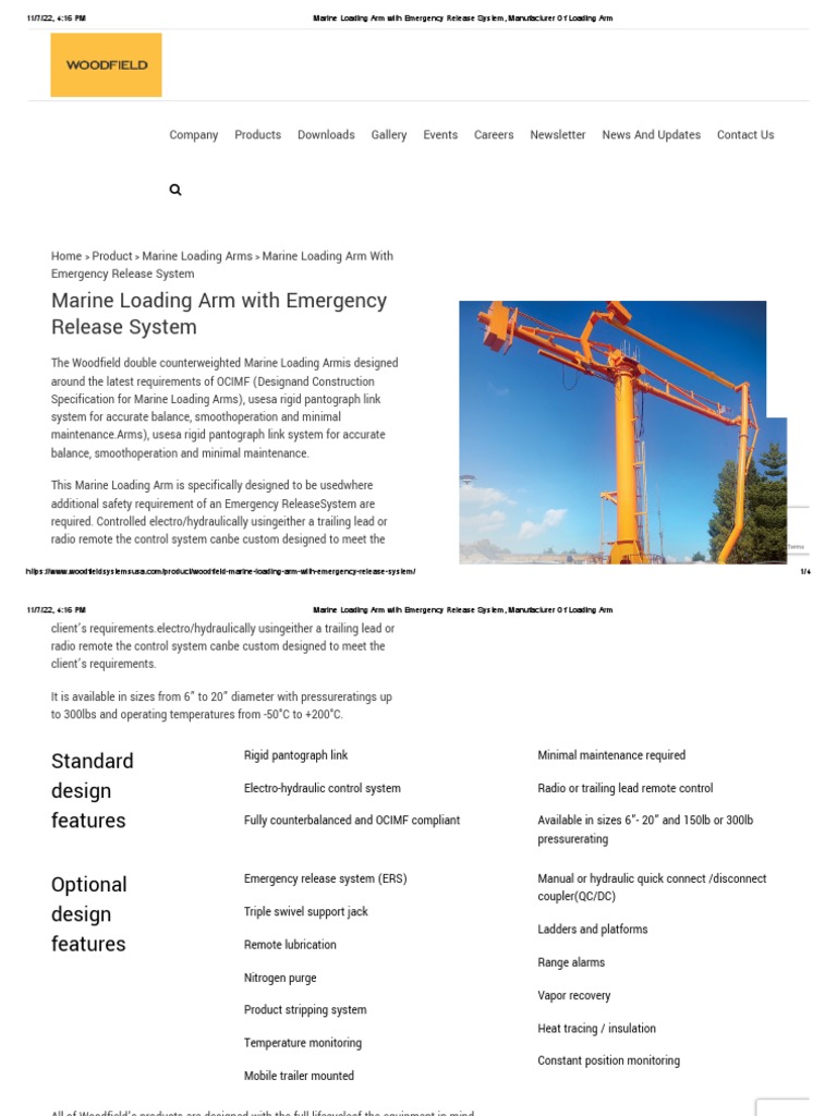 Marine Loading Arm With Emergency Release System, Manufacturer of ...