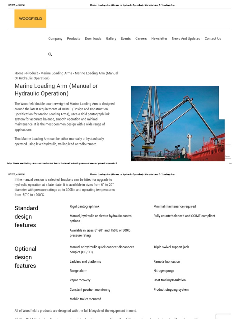 Marine Loading Arm (Manual or Hydraulic Operation), Manufacturer of ...