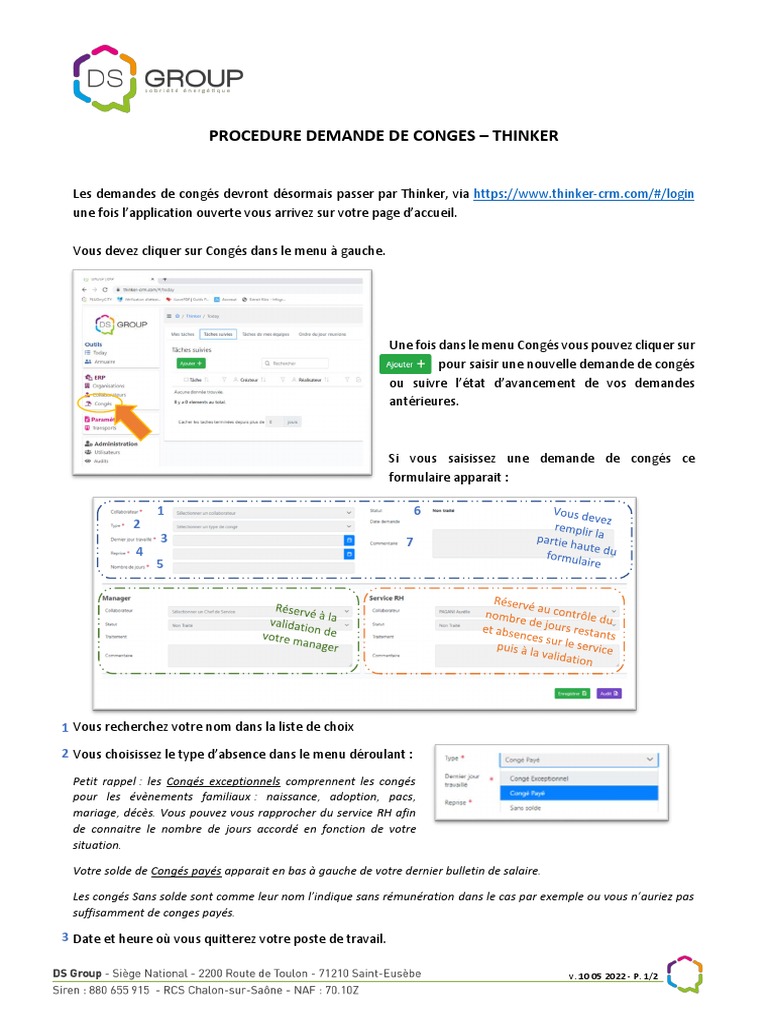 Procedure Demande de Conges Thinker | PDF | Congé annuel